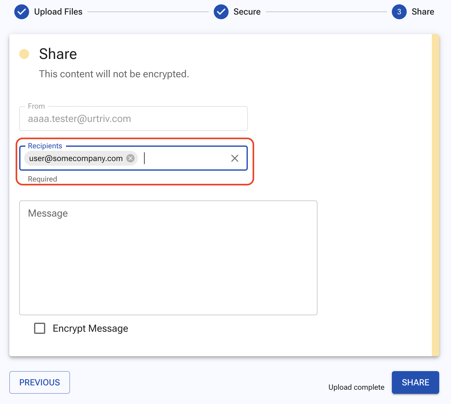 Share Files (Outbound) via Secure Share – Virtru
